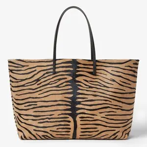 Fendi Medium Roll Tiger-print Cavallino Leather Shopper